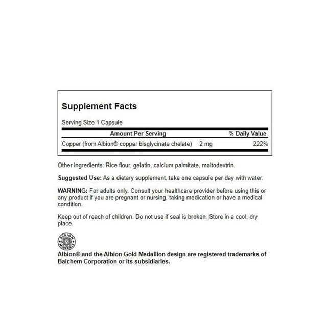 Swanson Albion Copper 2 mg Tablets - Essential Trace Mineral